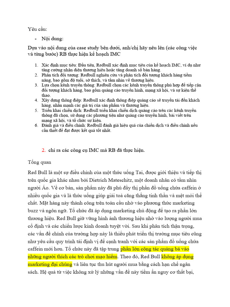 Case Study IMC - VI - RedBull | PDF