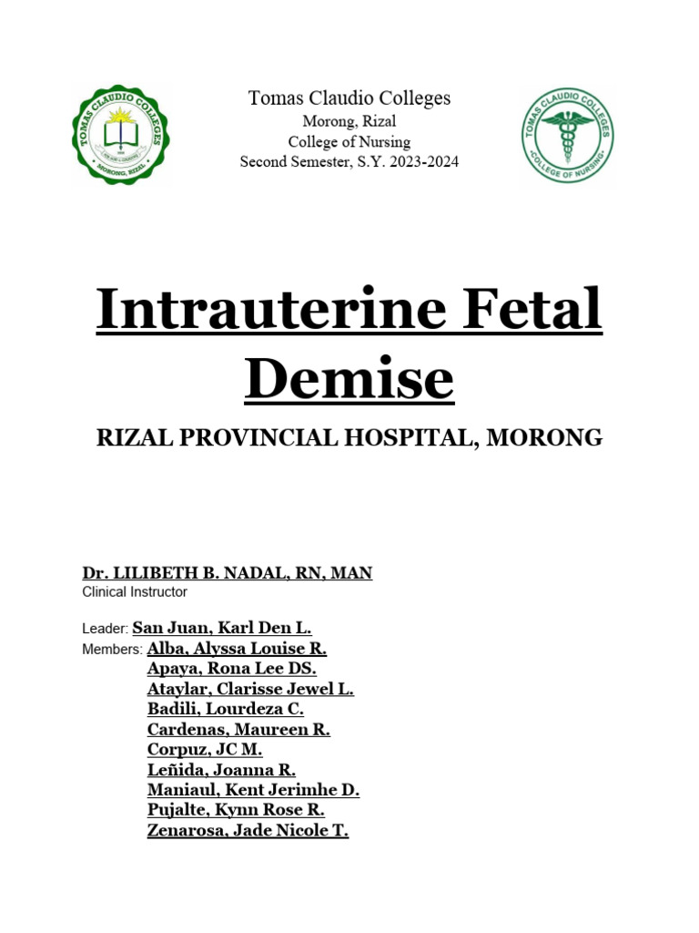 Intrauterine Fetal Demise Case Study | PDF | Diseases And Disorders ...