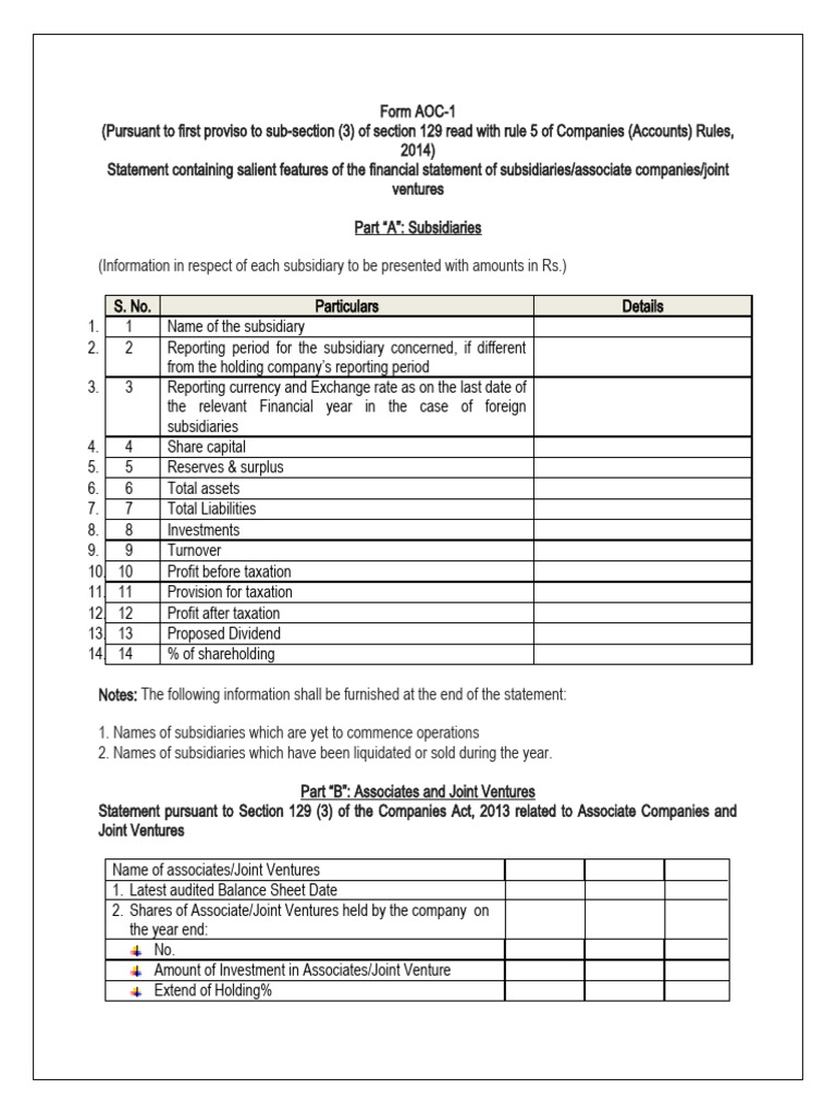 Aoc 1 | PDF | Joint Venture | Balance Sheet
