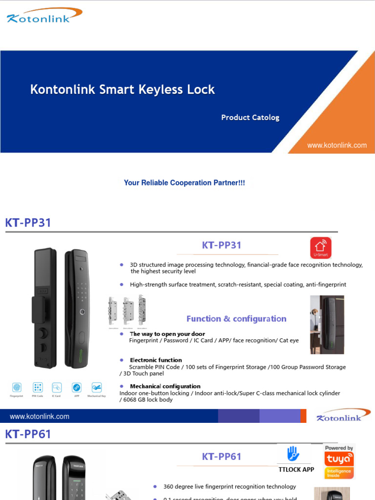 144 - Kotonlink Smart Door Lock Product List 20220623 | PDF | Smart ...