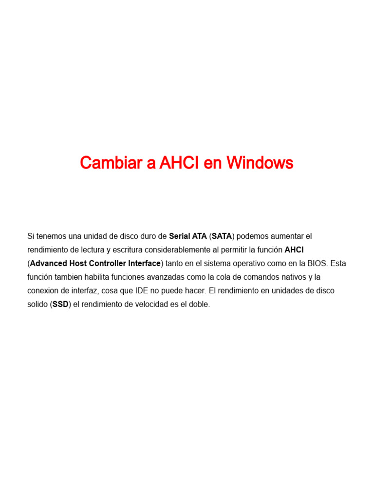 Ahci A Ide | PDF | Compatibles con PC Ibm | Ciencias de la Computación