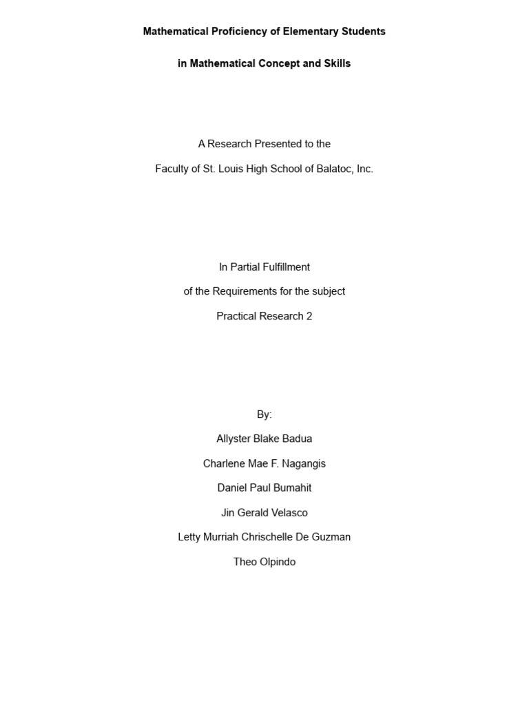Elementary Students' Math Proficiency Study | PDF | Mathematics | Learning