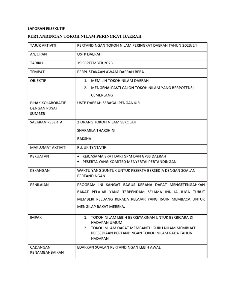 Pertandingan Tokoh Nilam 2023/24 | PDF