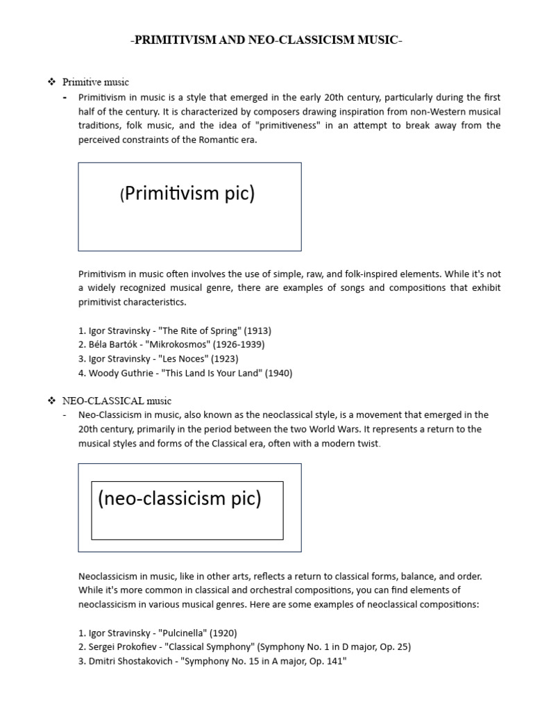 Primitivism and Neo-Classicism Music Visual Aid | PDF | Musicology ...