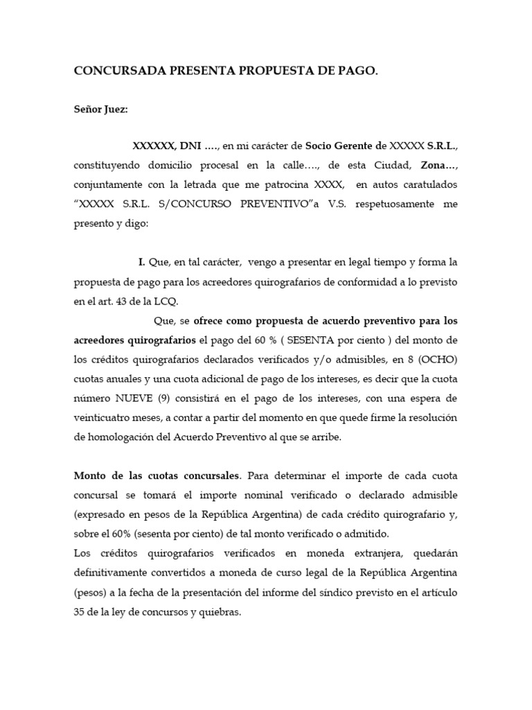 Modelo Propuesta de Pago | PDF