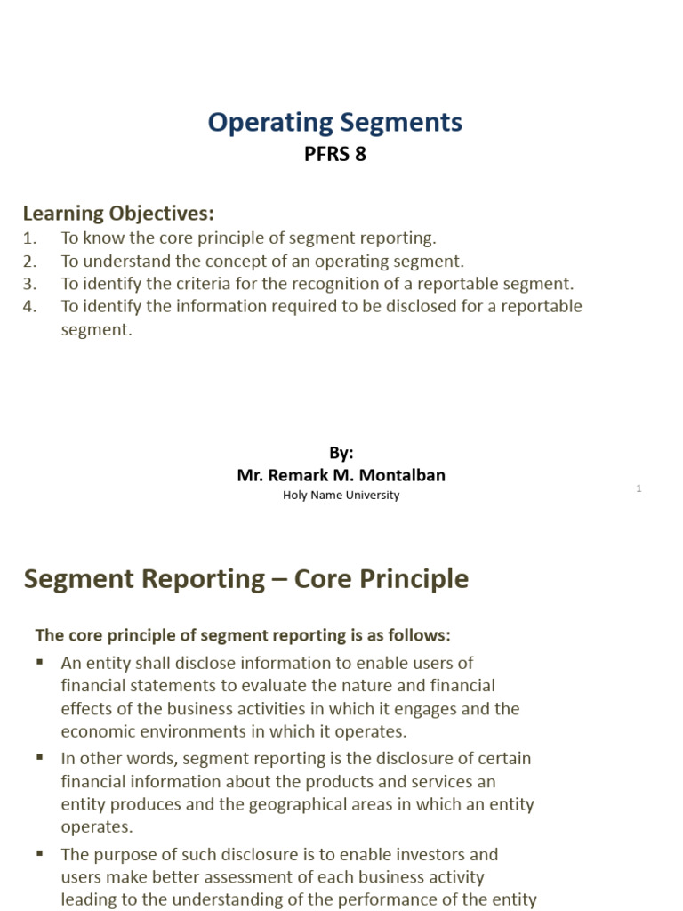 Operating Segments | PDF | Revenue | Financial Statement