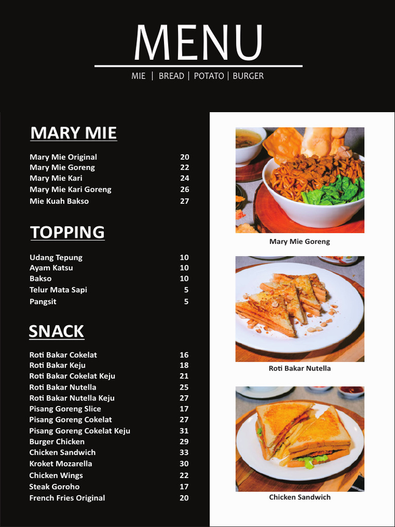 Mary Menu 2023 PDF | PDF | Drink | Milkshake