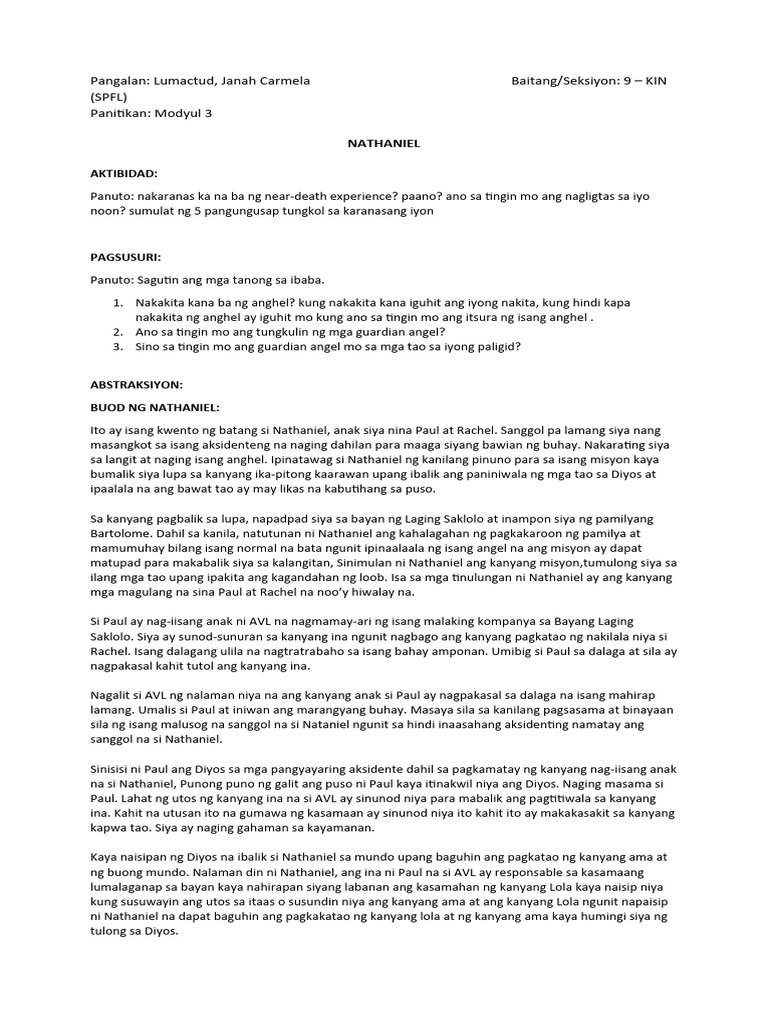 Fil Nathaniel Summary | PDF