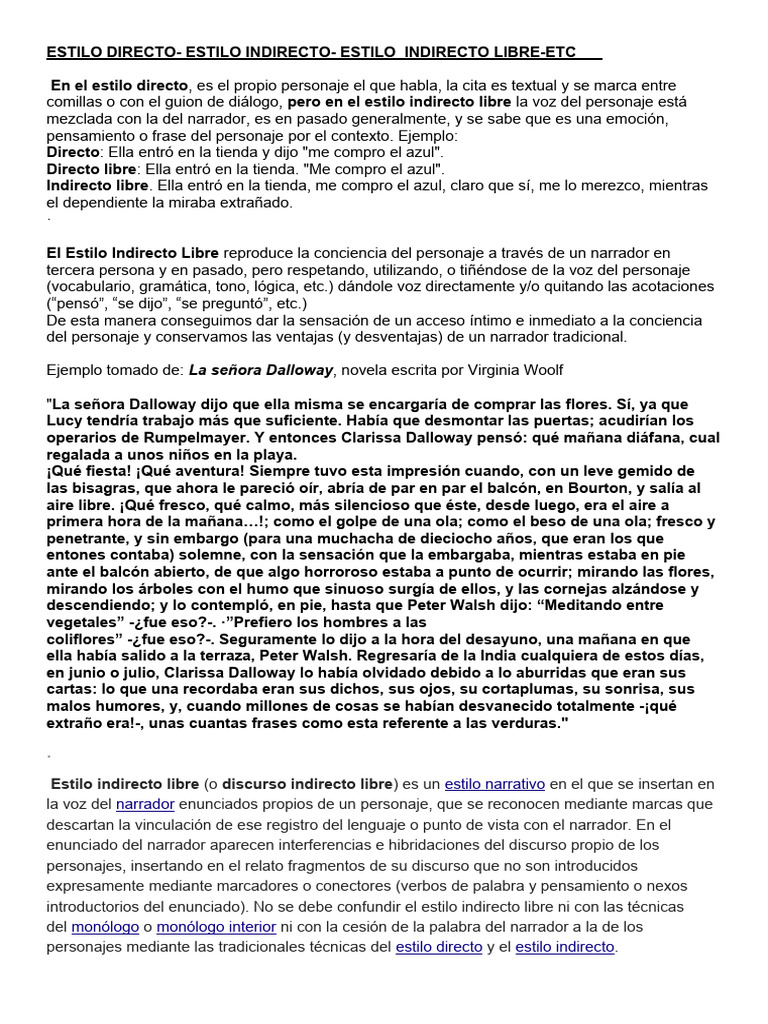 Estilo Indirecto Libre | PDF | Monólogo | Lingüística