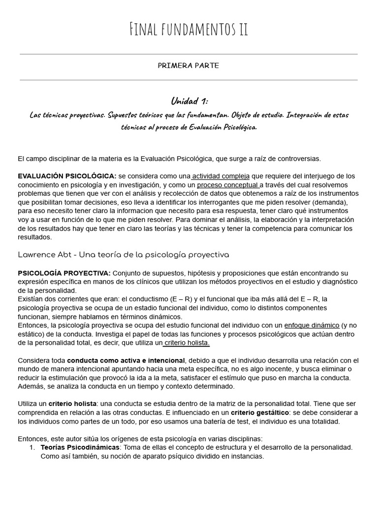 Final Fundamentos 2 | PDF | Sicología | Percepción