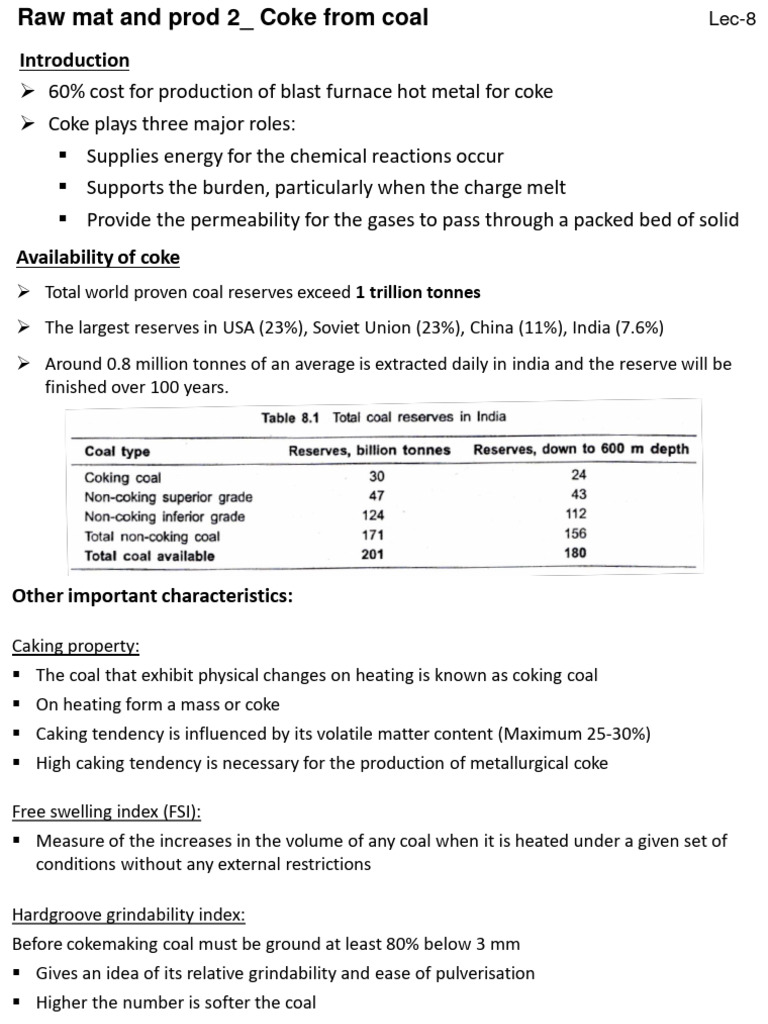 Lecture 12 | PDF | Coke (Fuel) | Coal