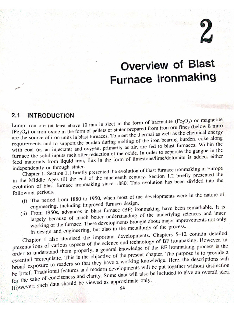 Overview of Blast Furnace Ironmaking | PDF