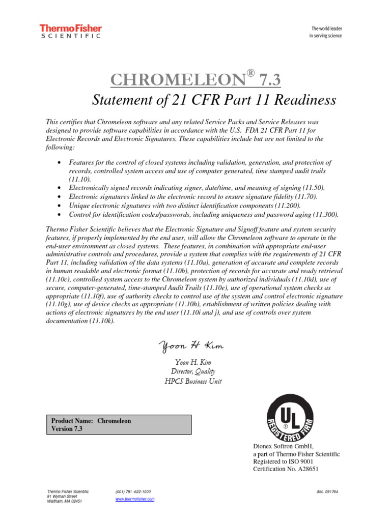Cert of Val CM 7.3 21 CFR Part 11 Readiness | PDF | Computing | Computer Science