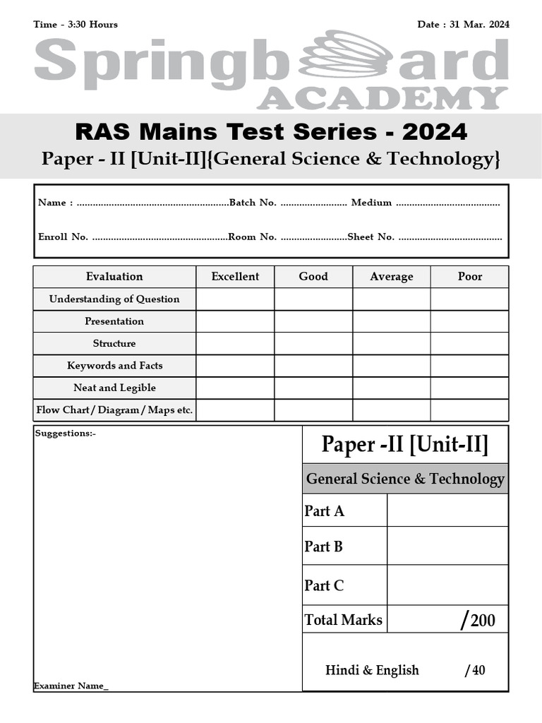 Paper-II (Unit-II) (General Science & Technology) 31 Mar. 2024 | PDF ...