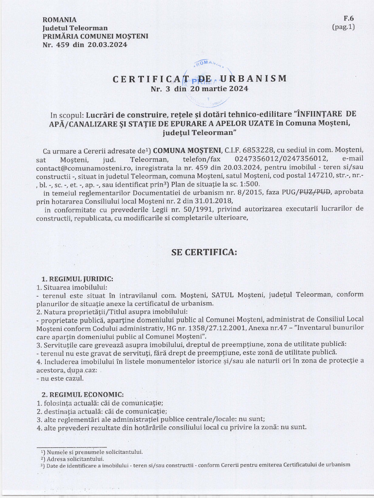 Certificat de Urbanism | PDF