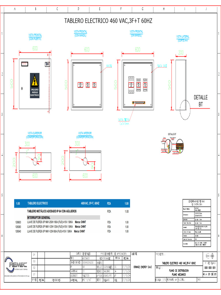 Tablero Electrico 460 Vac, 3f+t 60hz | PDF