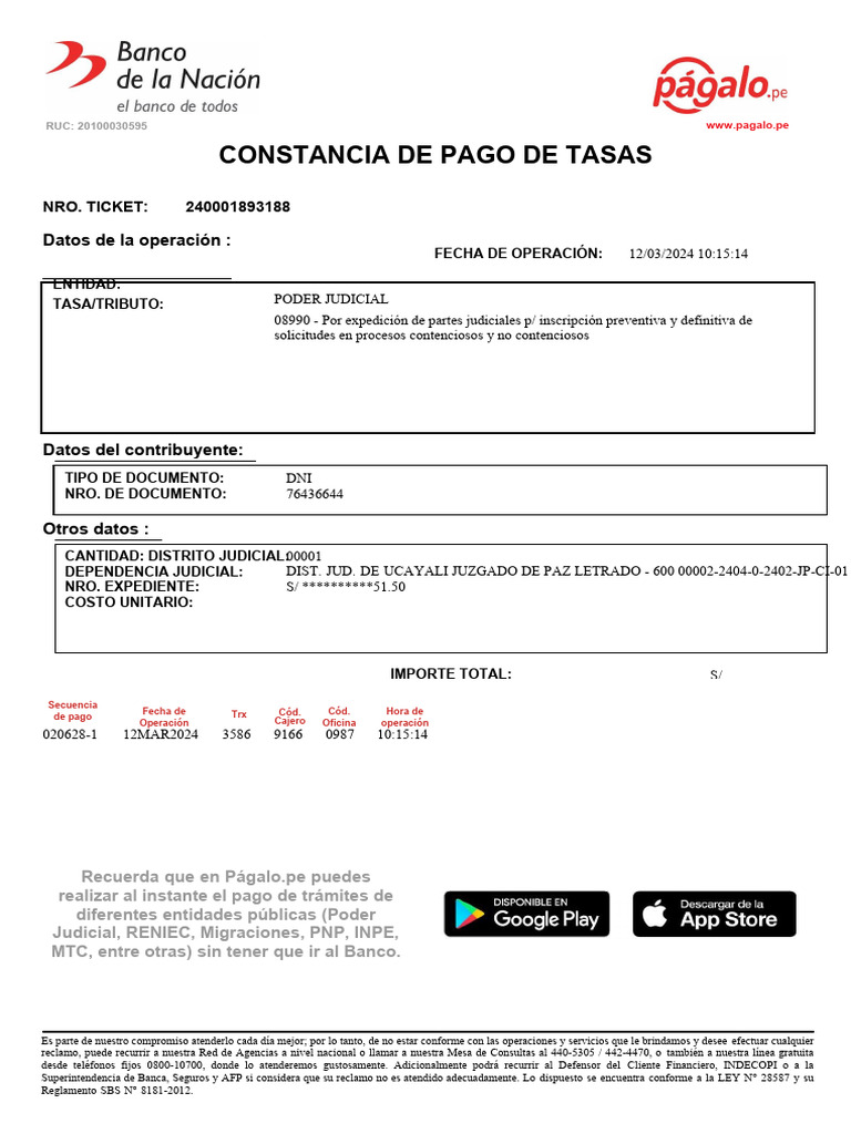 Tasa Judicial Sr. Esvilda | PDF