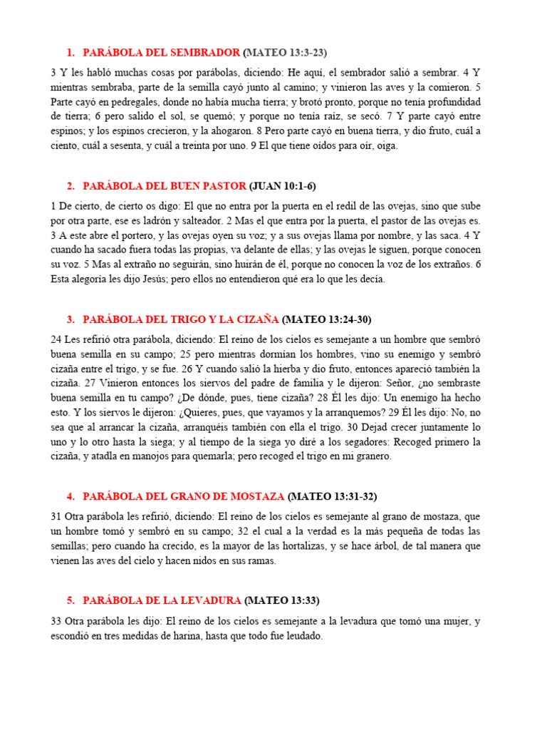 10 PARABOLAS | PDF | Parábolas de Jesús | Evangelio de Mateo