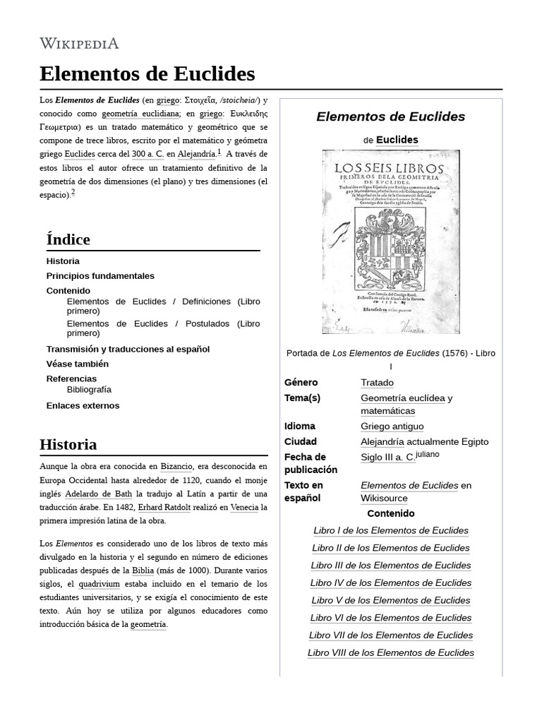 Elementos de Euclides | PDF | Geometría euclidiana | Matemáticas