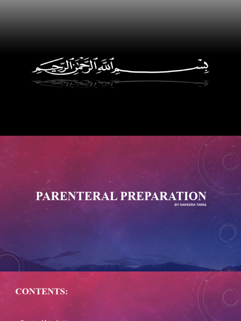Parenteral Preparation | PDF | Injection (Medicine) | Pharmaceutical ...