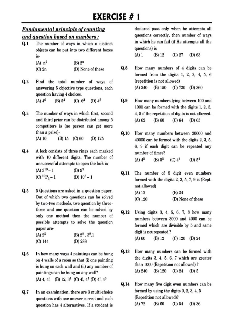 Permutation and Combinations Assignment 1677579595046 | PDF | Voting | Mathematics