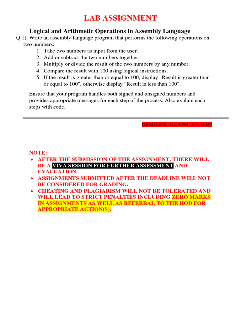 Assembly Language Lab Task | PDF