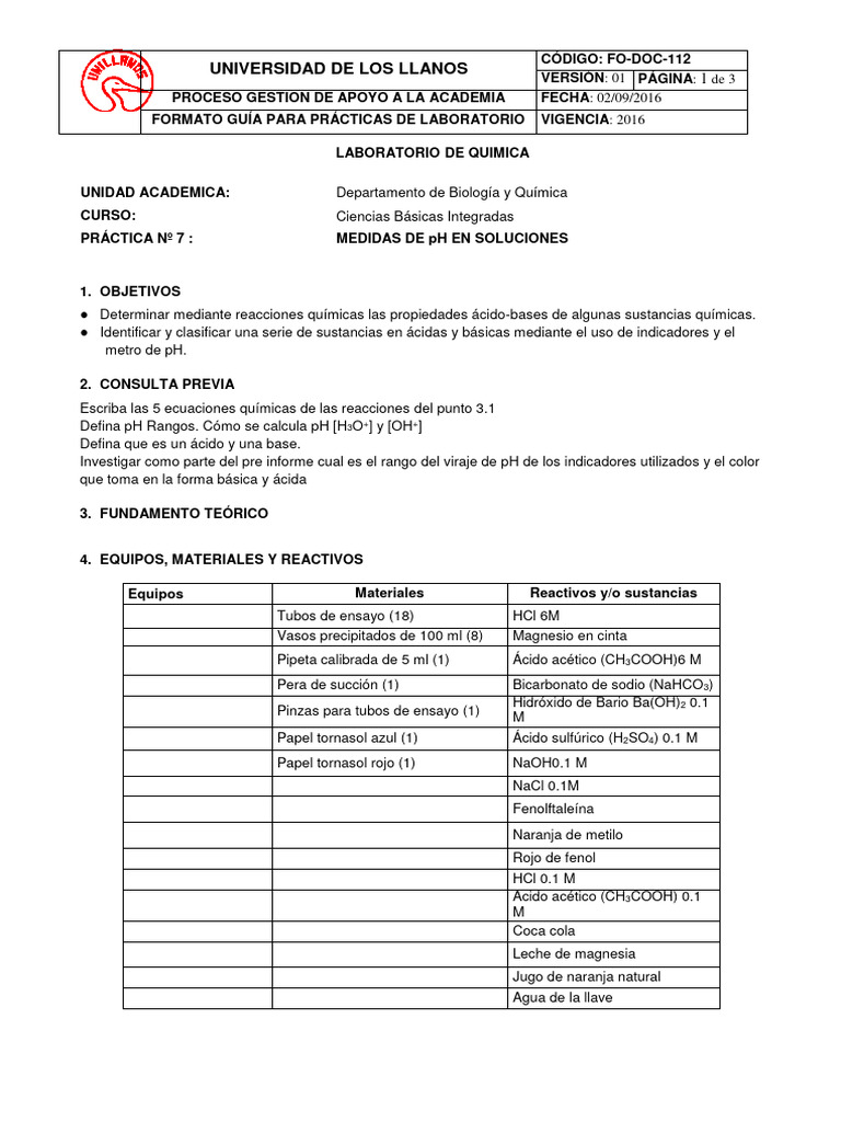 Pract# 7 Medidas de PH y Soluciones | PDF | Ph | Ácido