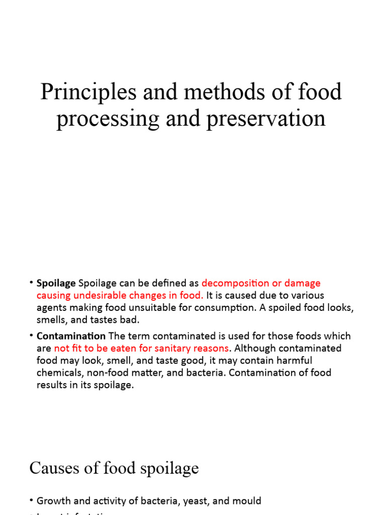 Food Processing and Preservation Methods | PDF | Food Preservation ...