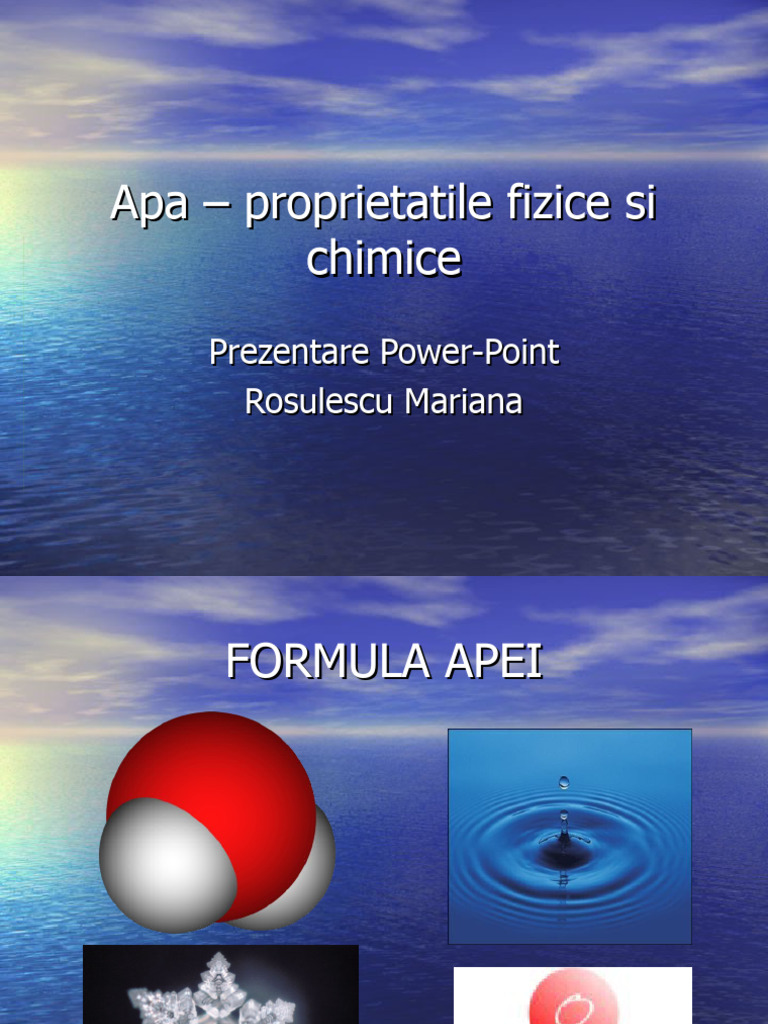 Apa Proprietatile Fizice Si Chimice | PDF