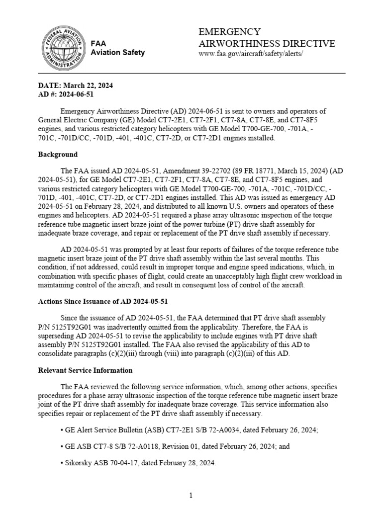 Easa Ead Us-2024-06-51 1 | Download Free PDF | Federal Aviation Administration | Administrative ...