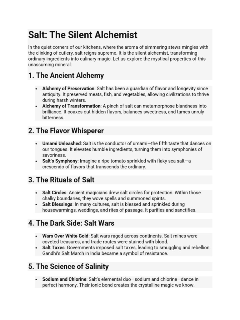 The Magic and History of Salt | PDF | Salt | Umami