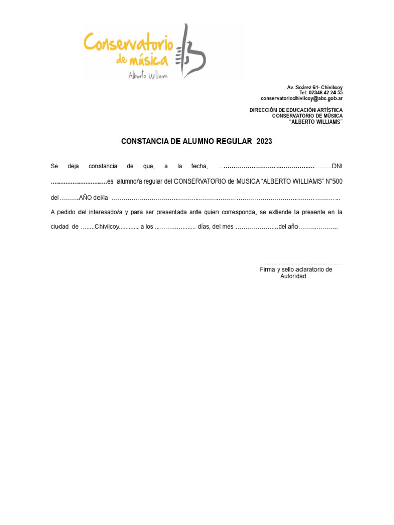 Constancia Alumno Regular 2023 | PDF