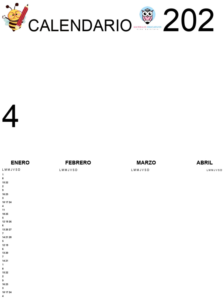 Calendario Anual 2024 para Imprimir | PDF