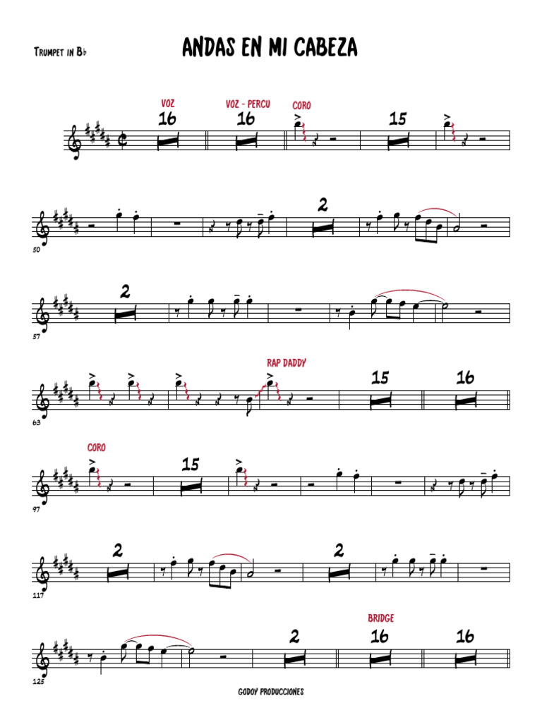 Andas en mi cabeza - Trumpet in Bb | PDF
