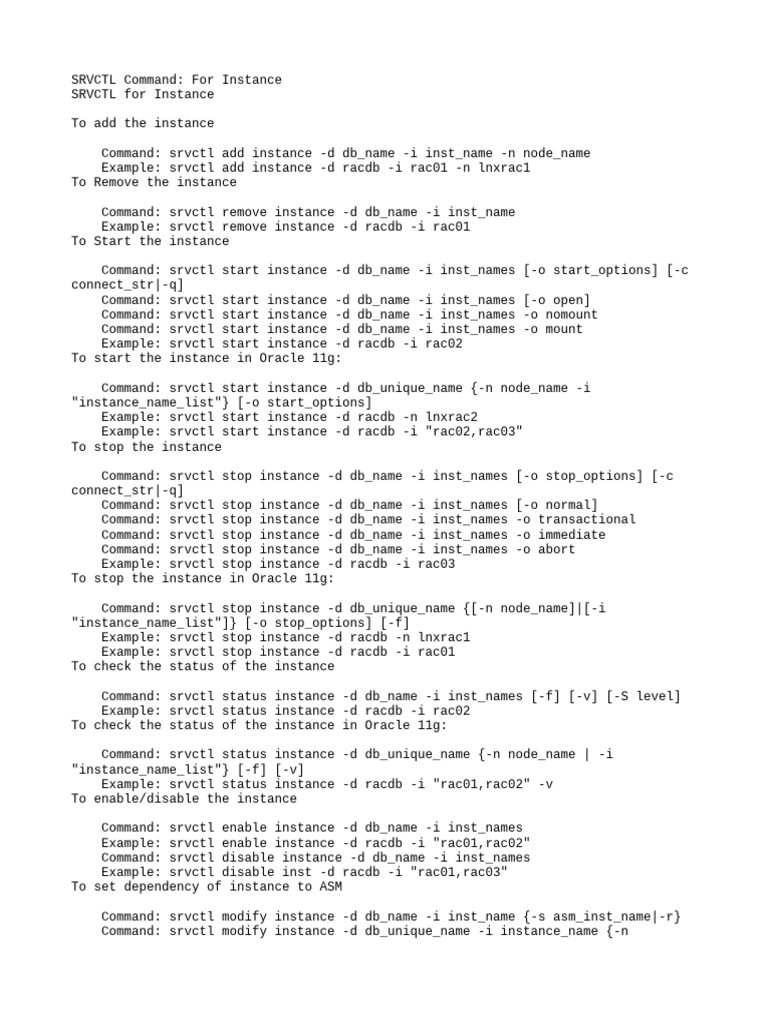 RAC Commands | Download Free PDF | Computing | Databases
