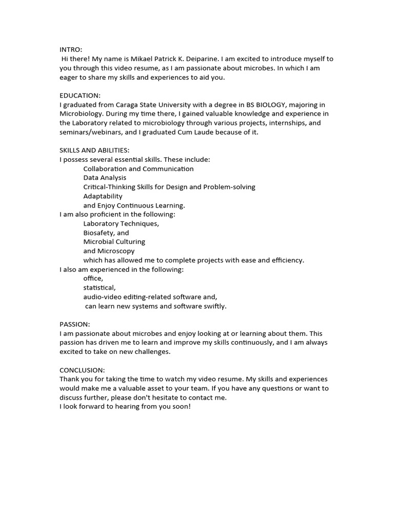 Resume Script | PDF
