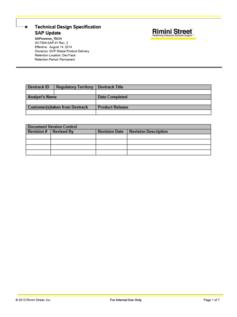 SAP Technical Design Specification Update | PDF | Specification ...