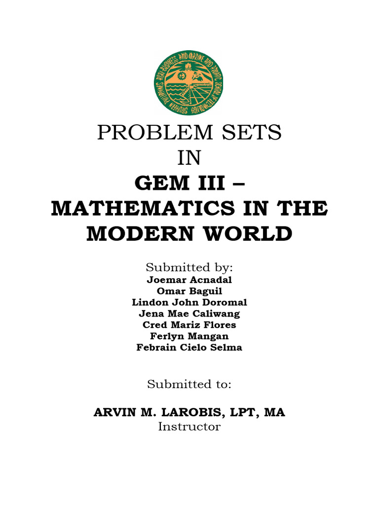 PROBLEM SETS FORMAT Ver 2 | PDF | Mathematics | Data