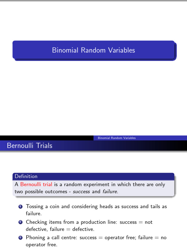 Binom Handout | PDF | Random Variable | Measure Theory
