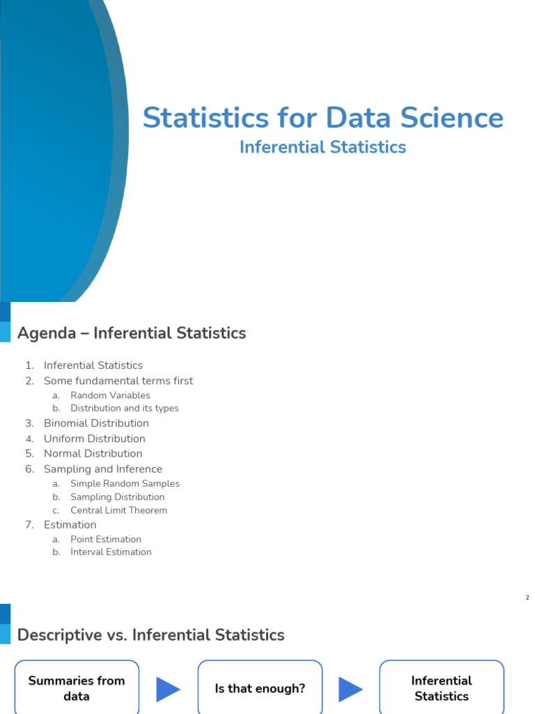Lecture Slides - Inferential Statistics | PDF | Probability Distribution | Statistics