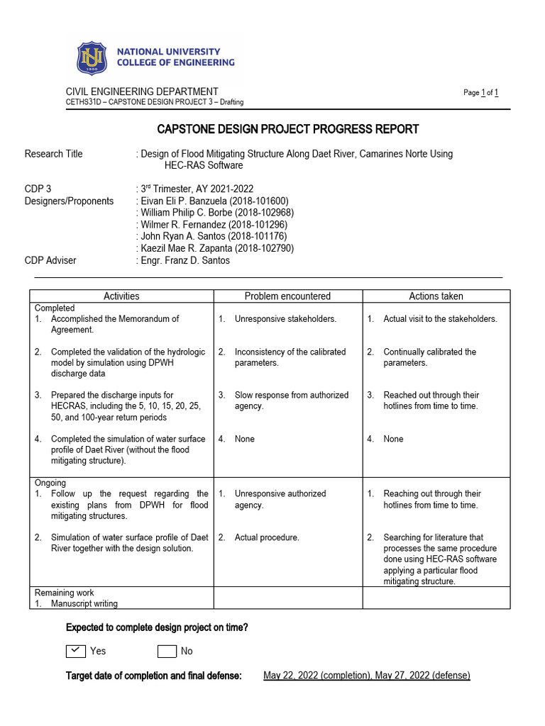 CETHS31D Progress Report CDP 3 | PDF | Earth Sciences CETHS31D Progress Report CDP 3 | PDF | Earth Sciences