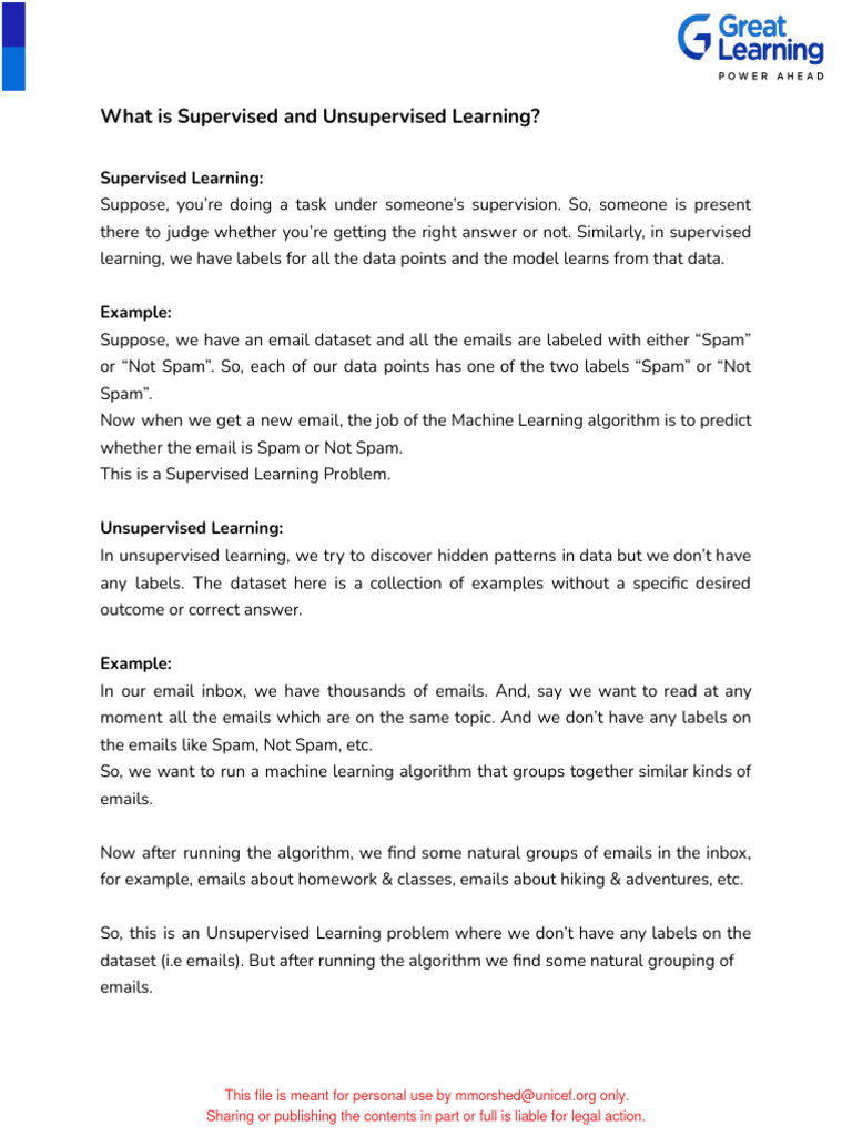 What Is Supervised and Unsupervised Learning? | PDF | Machine Learning ...