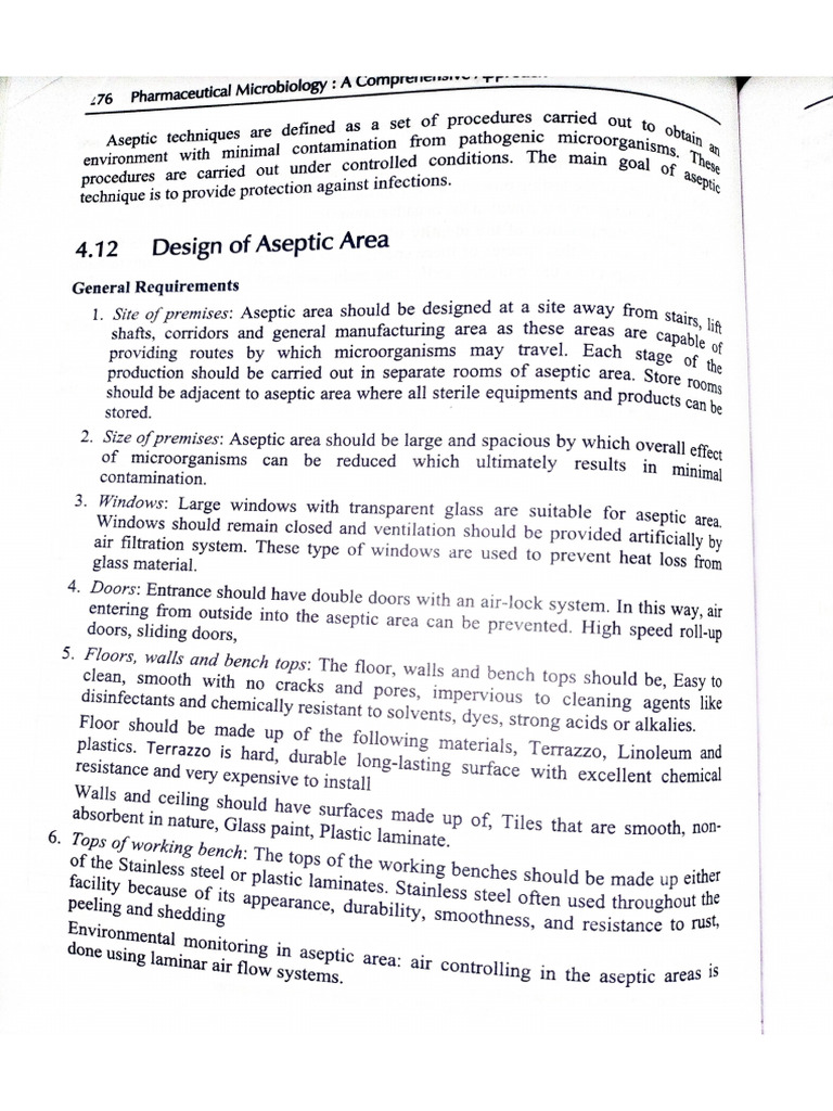 Design of Aseptic Area | PDF
