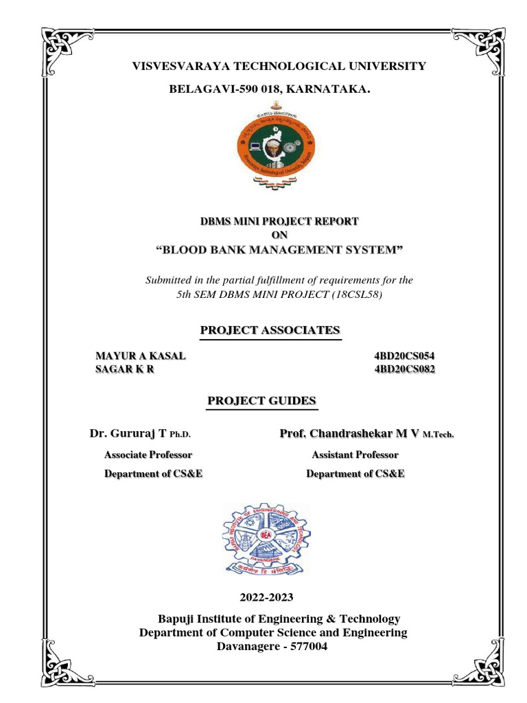 Bood Bank Report FINAL | PDF | Databases | Php