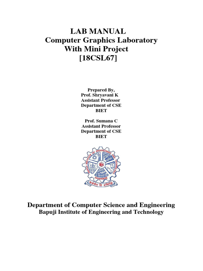 Lab Manual Computer Graphics Laboratory With Mini Project (18CSL67) | PDF | Software Development ...