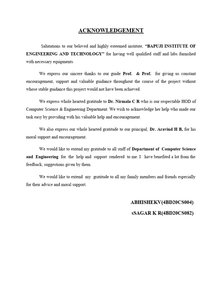 Acknowledgement: ENGINEERING AND TECHNOLOGY" For Having Well Qualified ...