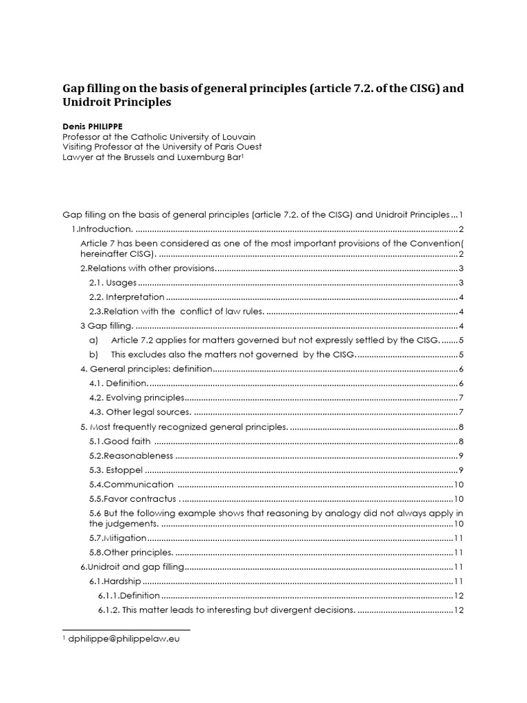CISG Gap Filling & Unidroit Principles | PDF | Uniform Commercial Code ...