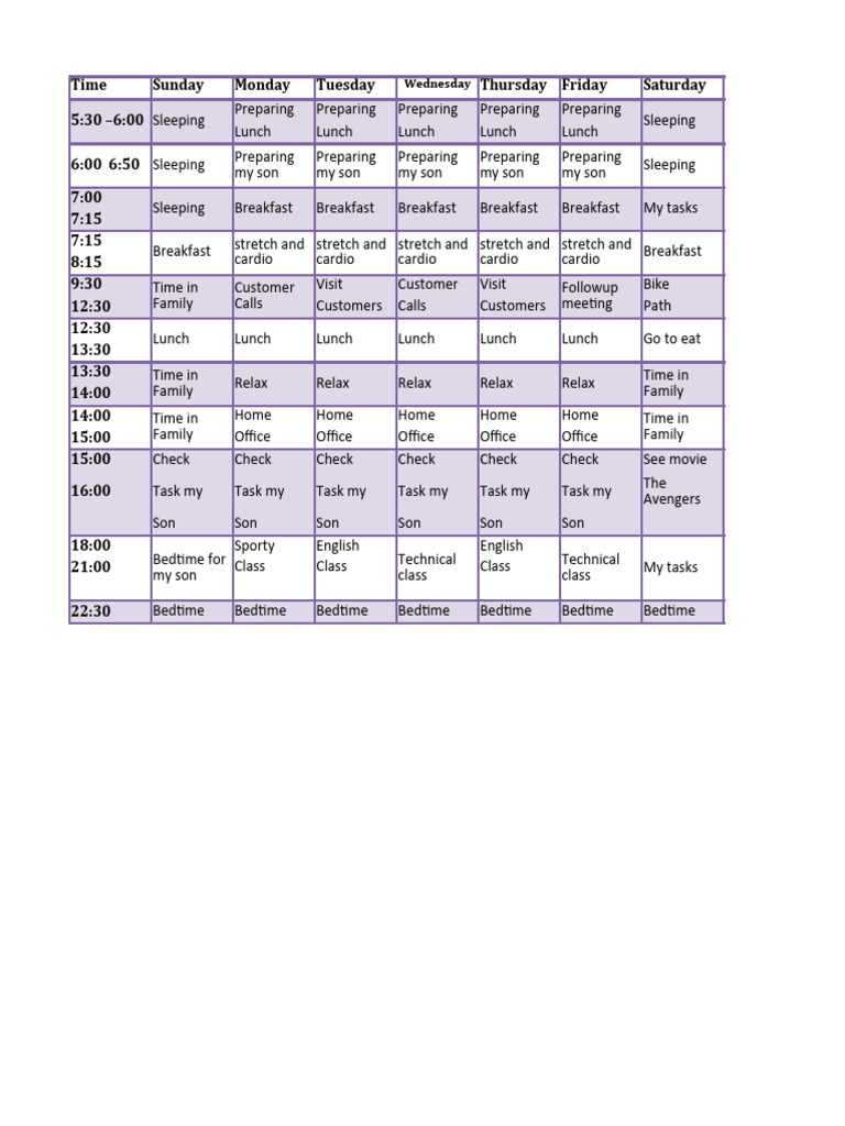 My Weekly Schedule Template | PDF