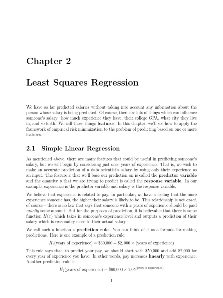 Notes Chapter 2 | PDF | Ordinary Least Squares | Linear Regression