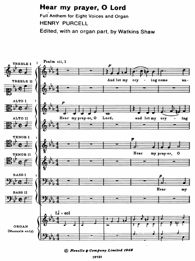 Hear my prayer, o Lord - H. Purcell | PDF